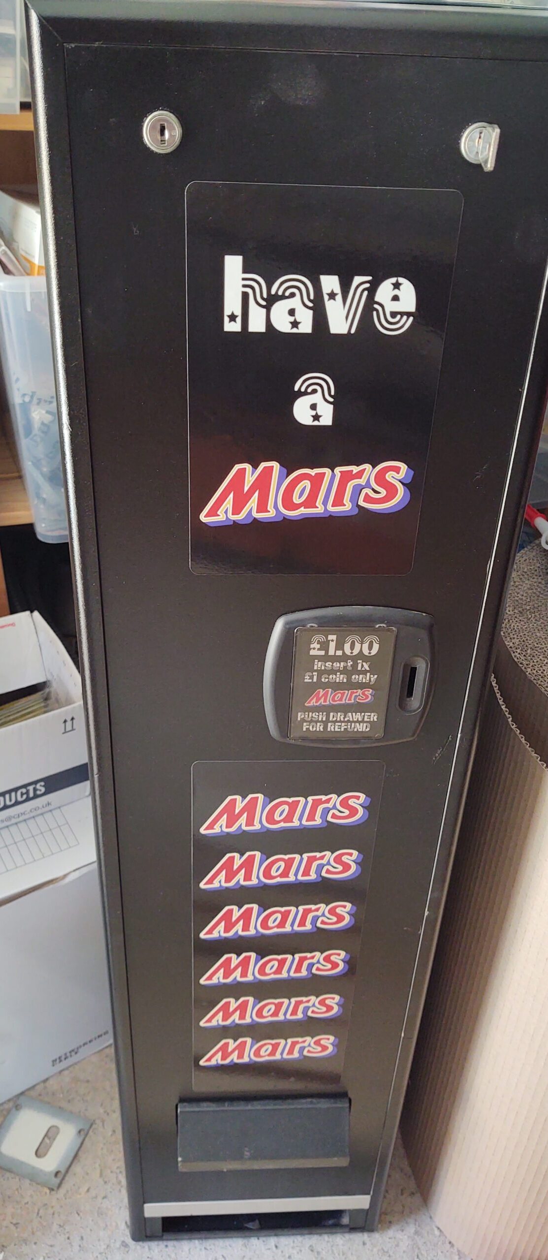 SOLD - Mars Bar Vending Machine - Rose Cottage Vintage